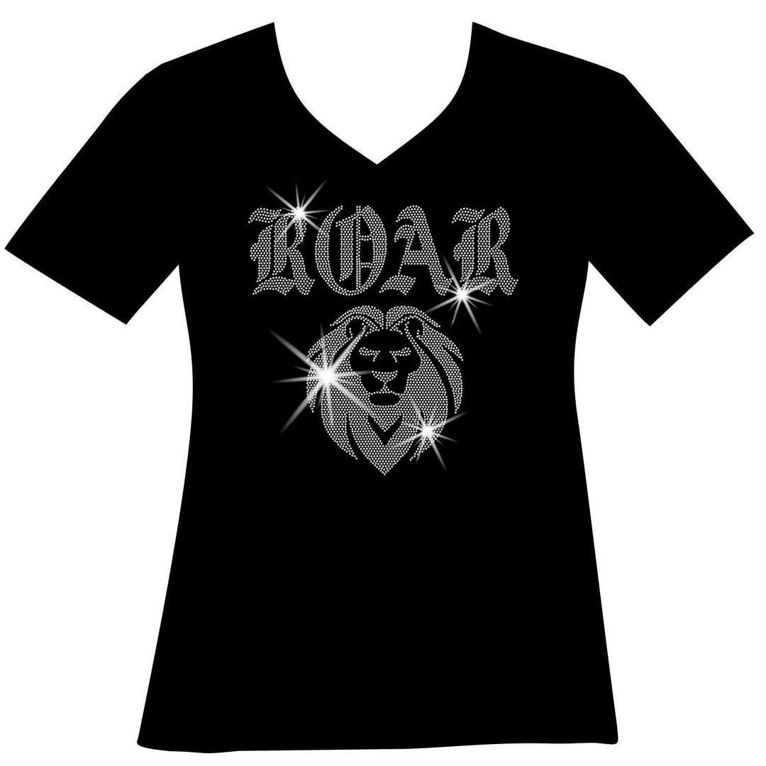 Lioness ROAR RHINESTONE Mega Bling Shirt, Leo Lion Head Birthday Gift ...