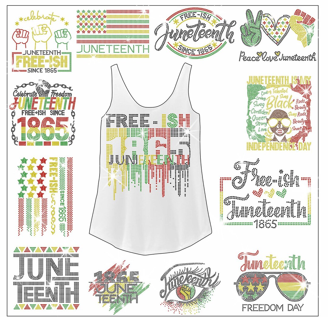Juneteenth White Rhinestone Bling Tank Black History Month Black Lives ...