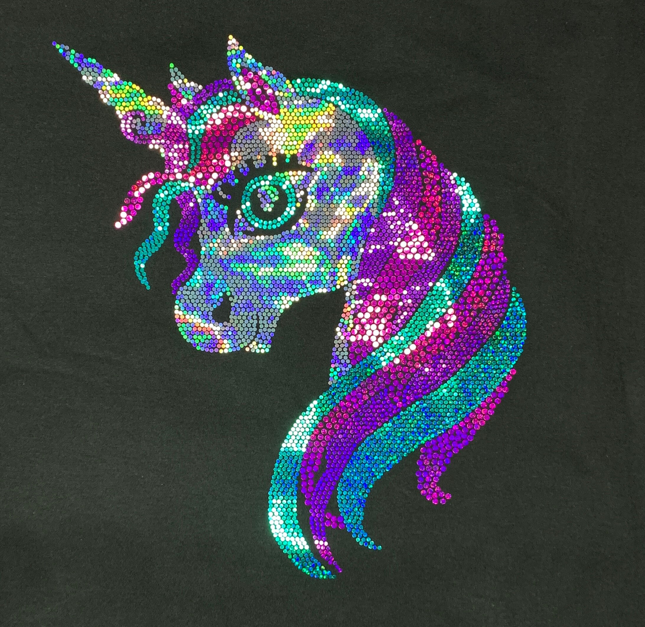 Unicorn Head With Horn Rhinestone or Holographic Spangle Bling | Etsy