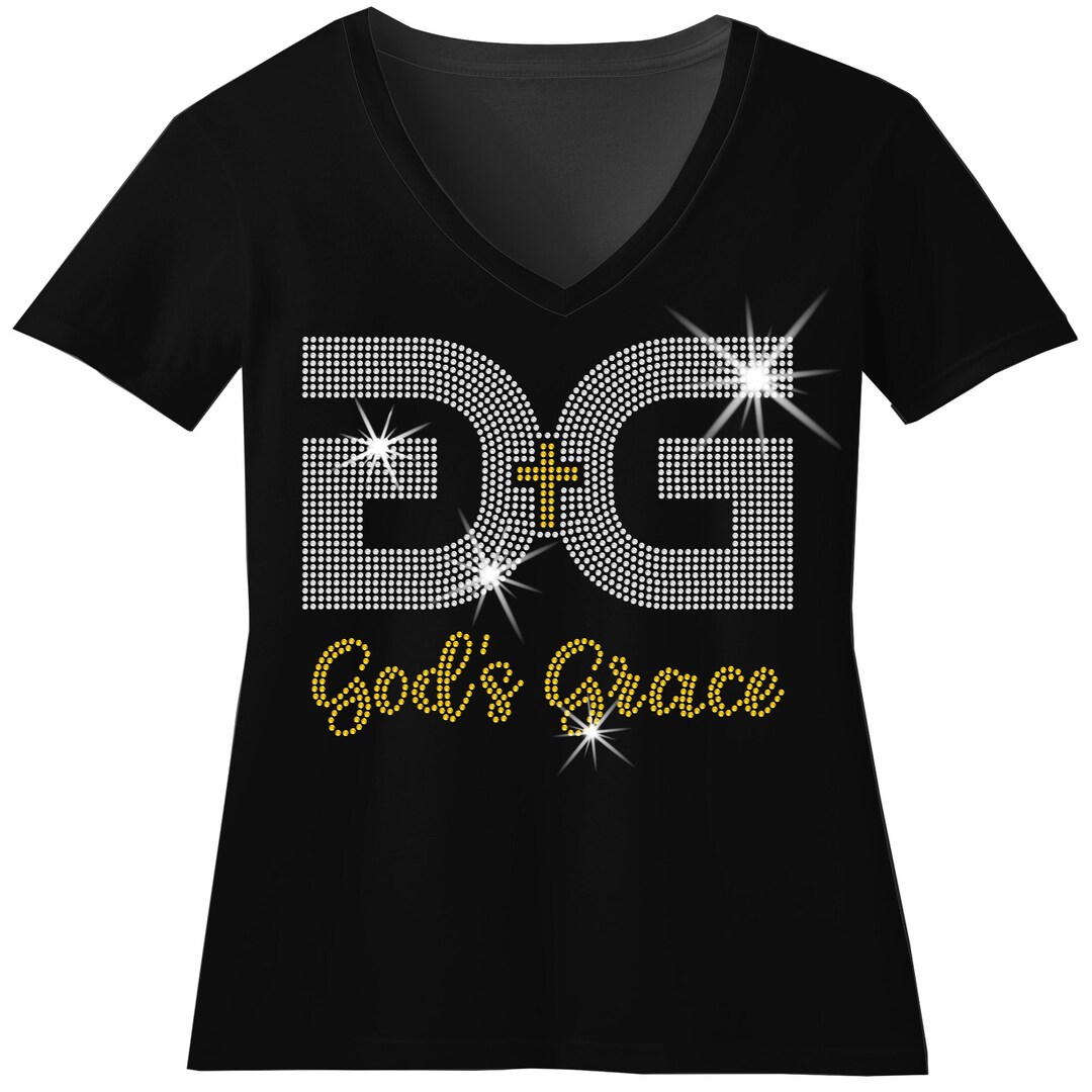 Custom Christian Rhinestone Bling Shirt GG God's Grace Bedazzled Bling ...