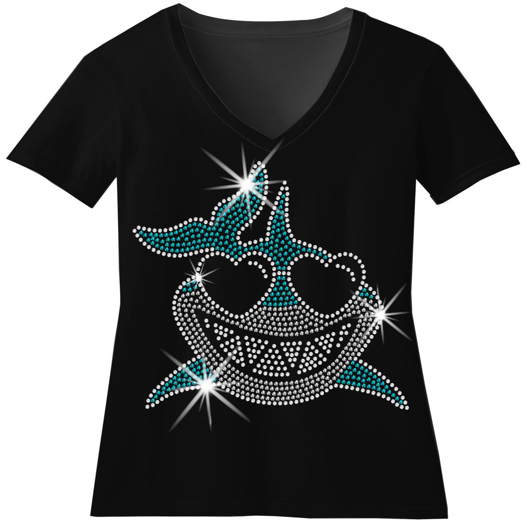 Cute Girl Shark With Sunglasses Rhinestone Bling Shirt Birthday Pool ...