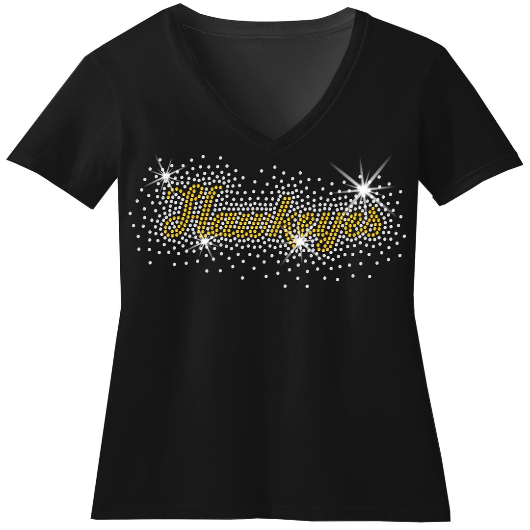 Cursive Eagles With Fireworks Around It Rhinestone Bling Shirt ...