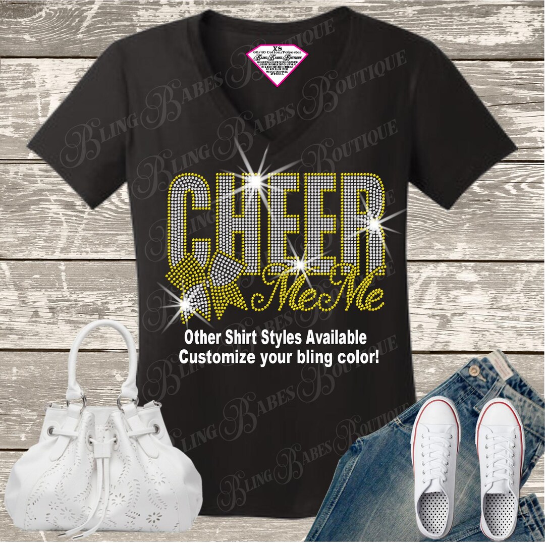 Cheer Meme With Cheer Bow RHINESTONE Mega Bling Shirt, Matching Cheer ...