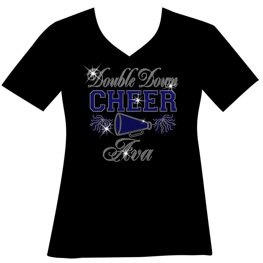 Custom Cheer Colors Rhinestone Bling Shirt Cheer Team Name Colors ...