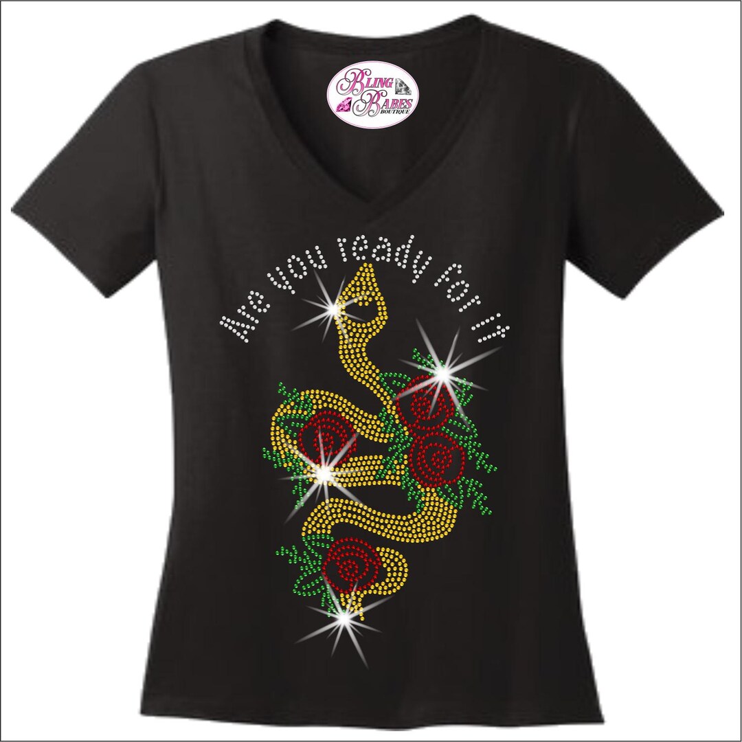 Are You Ready Snakes and Roses RHINESTONE Mega Bling Shirt, Concert ...