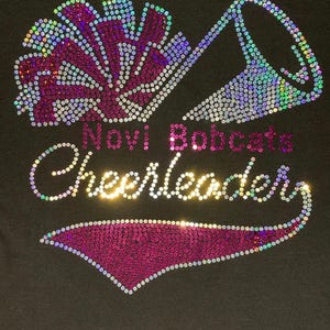 Custom Cheerleader Pom Rhinestone Bling Shirt Custom Cheer Team ...