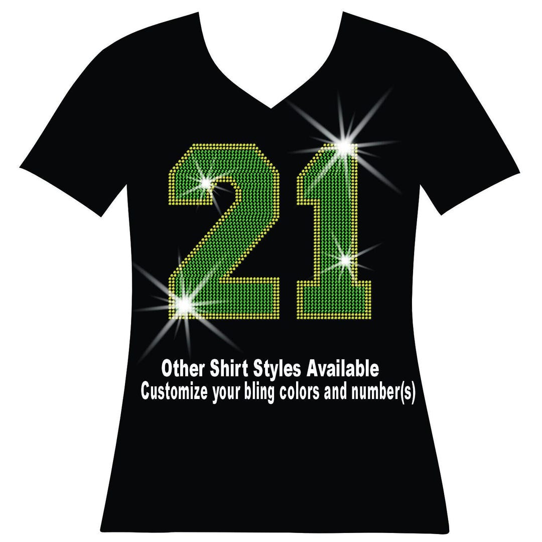 Choose Your Number on the Front of Your Shirt Rhineston Bling Shirt, 2 ...