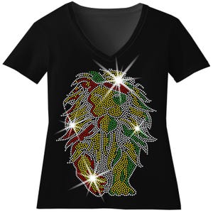 Juneteenth Lion RHINESTONE Mega Bling Shirt, Ladies 1865 Bling Shirt ...
