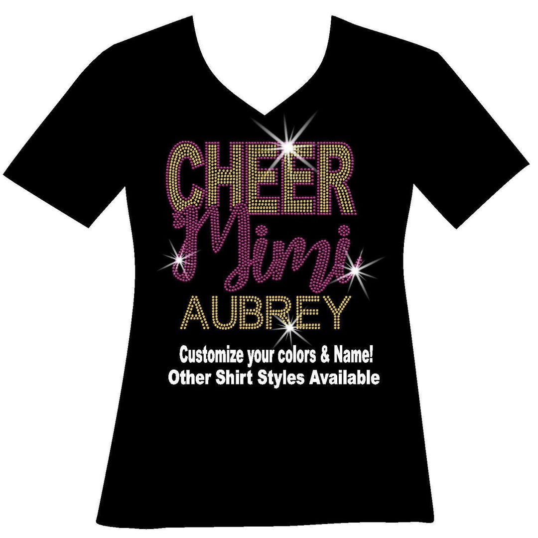 Custom Cheer Mimi Rhinestone Bling Shirt Cheer Grandma Bedazzled ...
