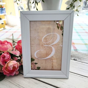 Table Number Cards Wedding Table Cards Frames White Picture Frames ...