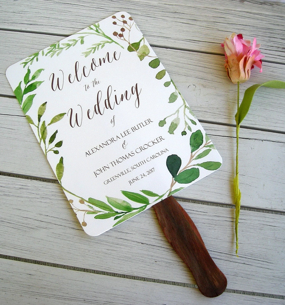 Rustic Wedding Fans Greenery Wedding Program Fans Woodsy - Etsy