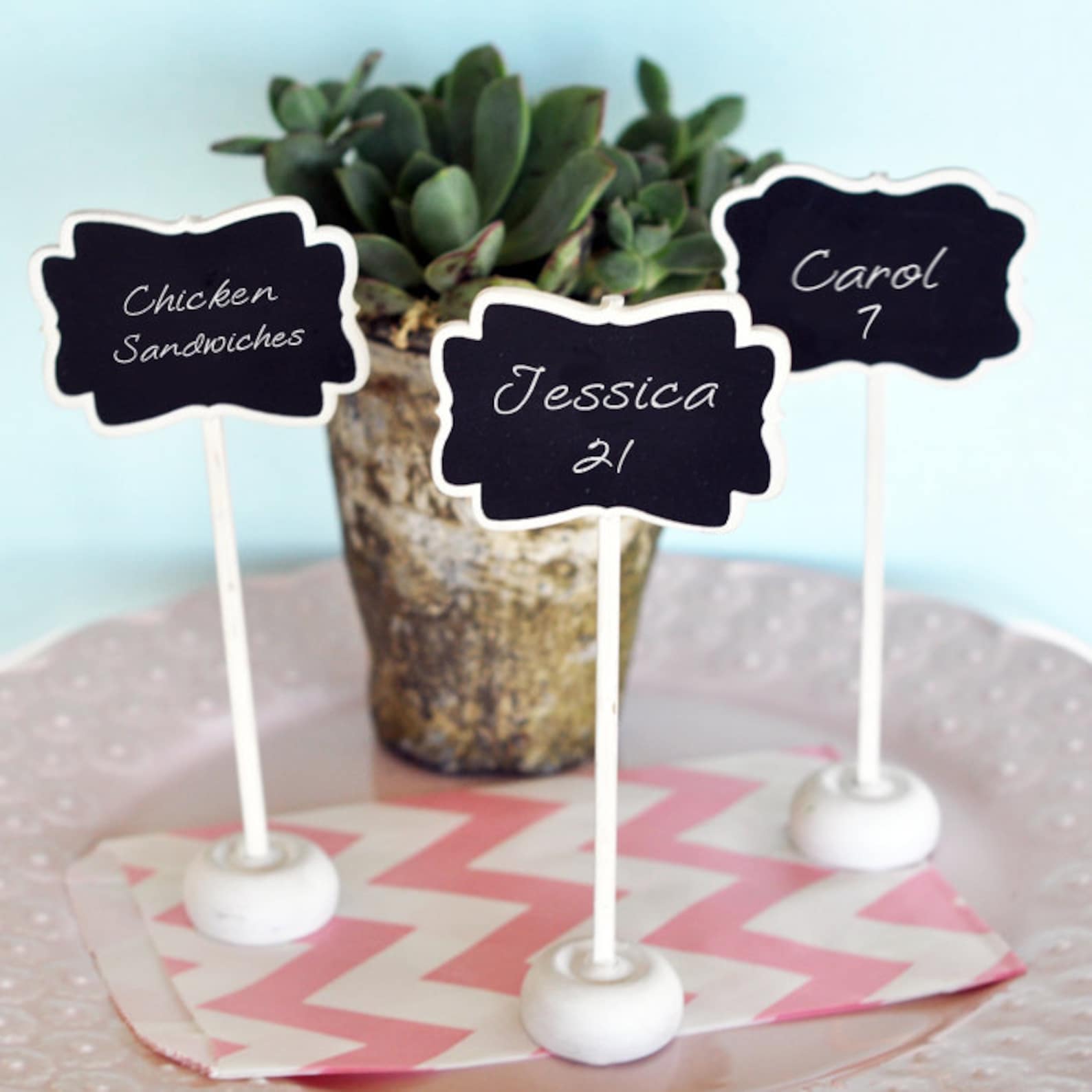 Chalkboard Table Card Frame Stands Mini Menu Food Label Blackboard ...