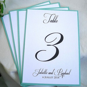 Turquoise Table Number Cards Wedding White Table Number Cards Reception ...