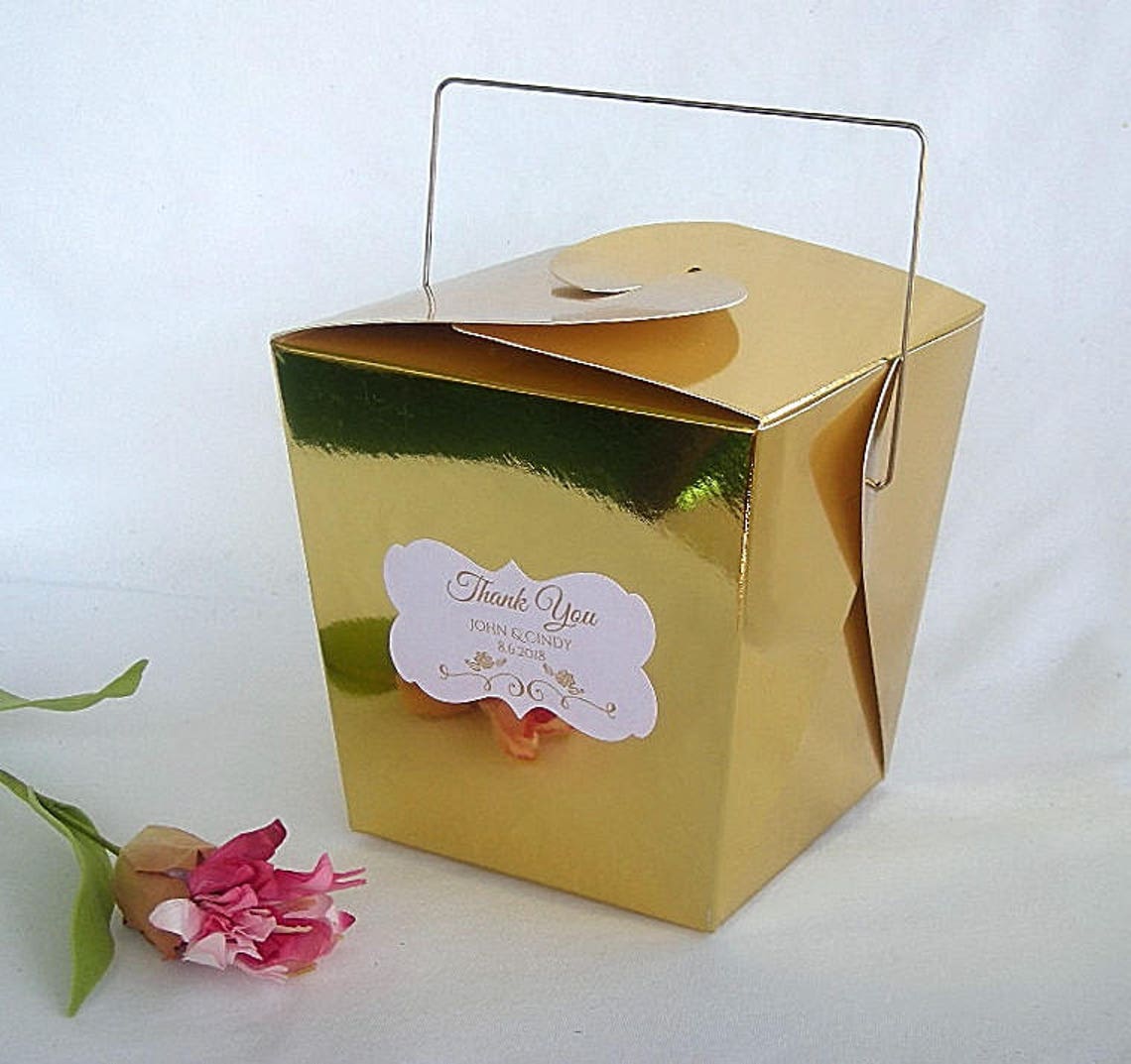 Chinese Takeout Box Personalized Wedding Favor Boxes Gold | Etsy