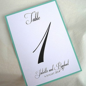 Turquoise Table Number Cards Wedding White Table Number Cards Reception ...