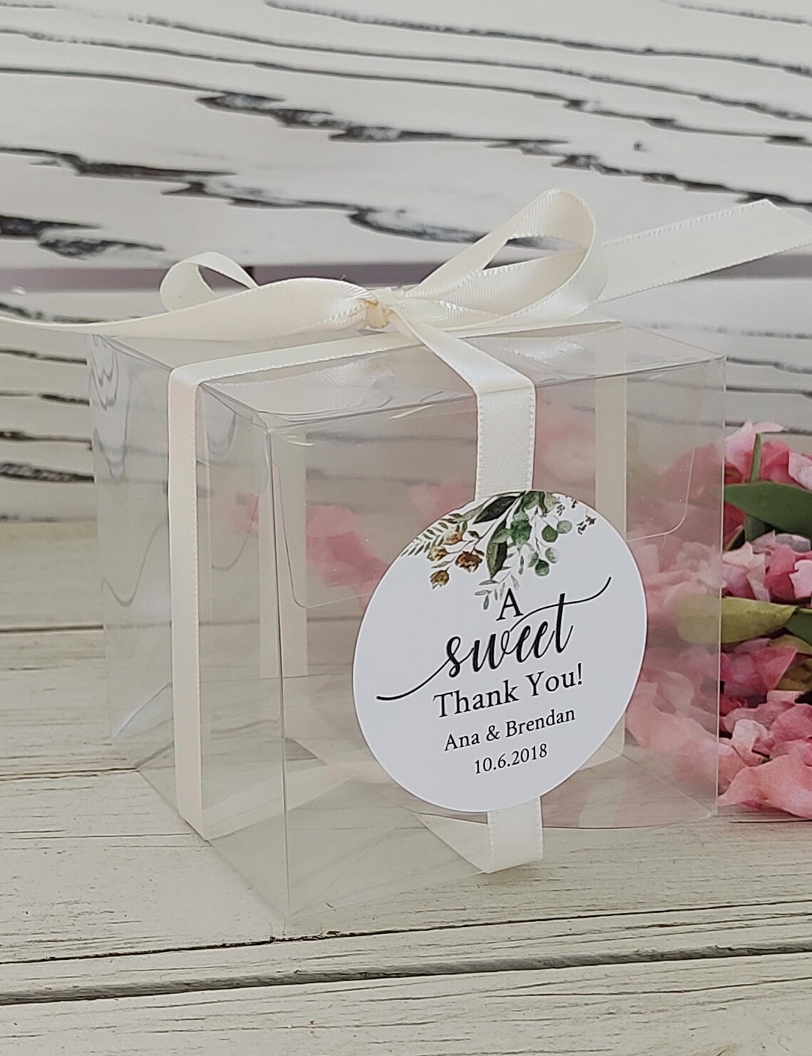 Personalized Favor Box W Custom Tags Labels Wedding Favor Box Clear ...