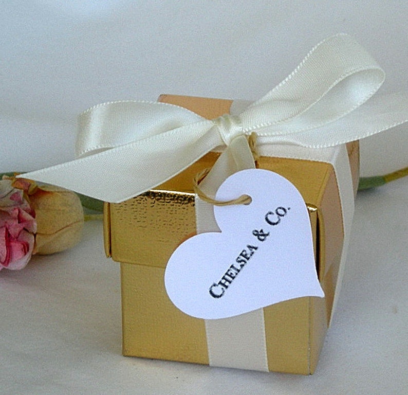 Wedding Favor Box Boxes Gold or Silver Metallic Burgundy - Etsy