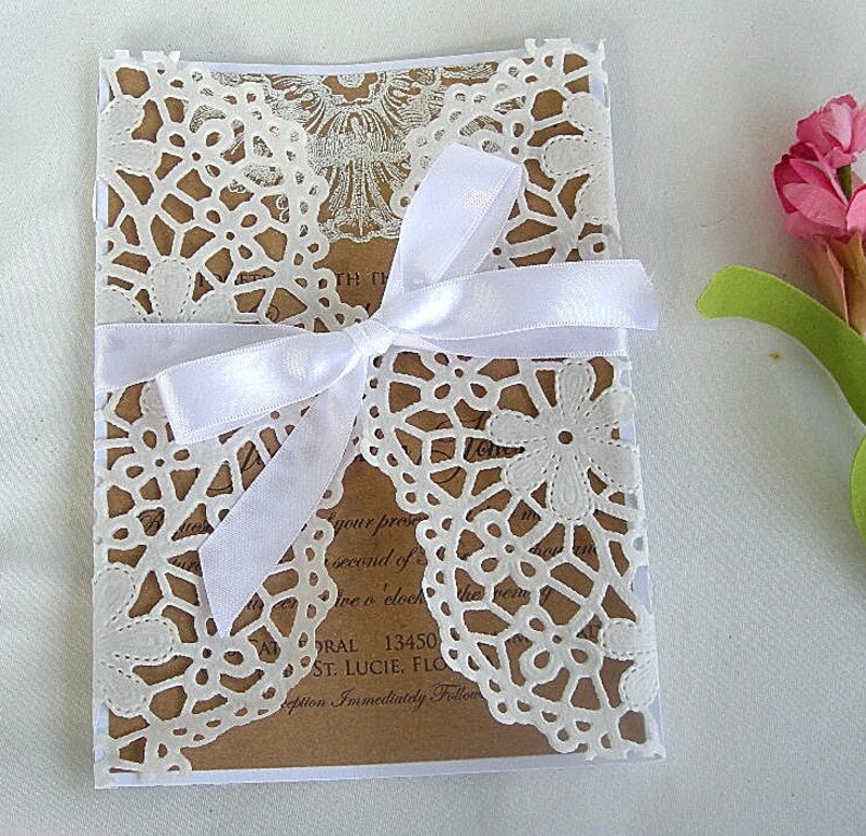 Lace Wedding Invitation Doily Lace Wedding Invitation Wrap | Etsy