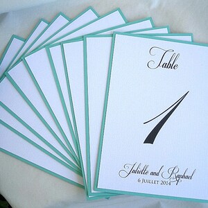 Turquoise Table Number Cards Wedding White Table Number Cards Reception ...