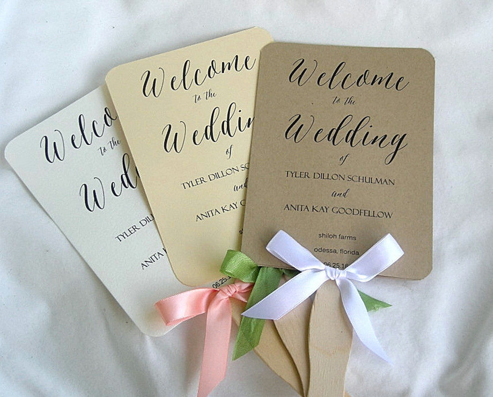 Wedding Program Fans Personalized Wedding Fans Ivory Peach - Etsy