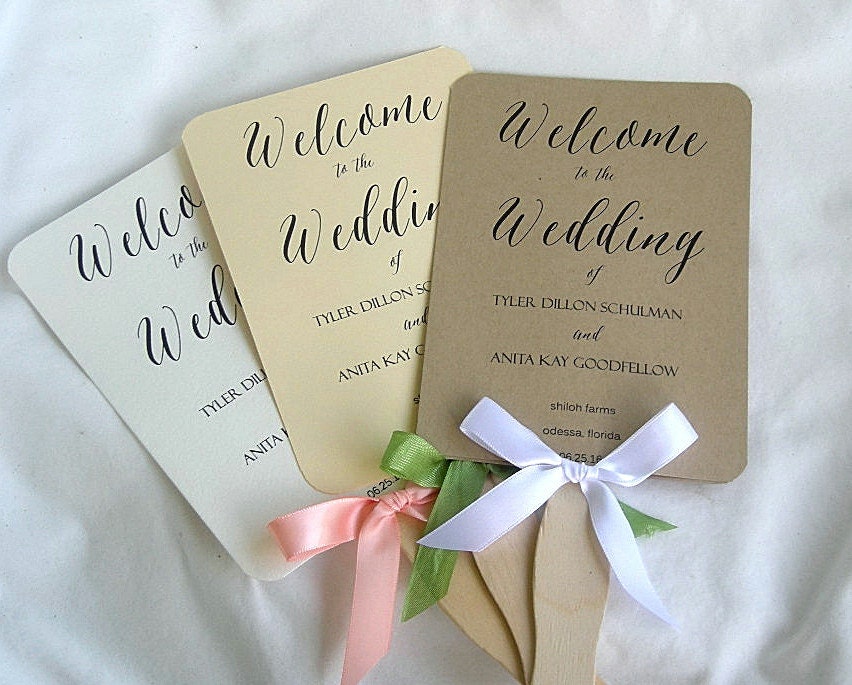 Wedding Program Fans Rustic Wedding Fans Ivory Kraft Peach - Etsy