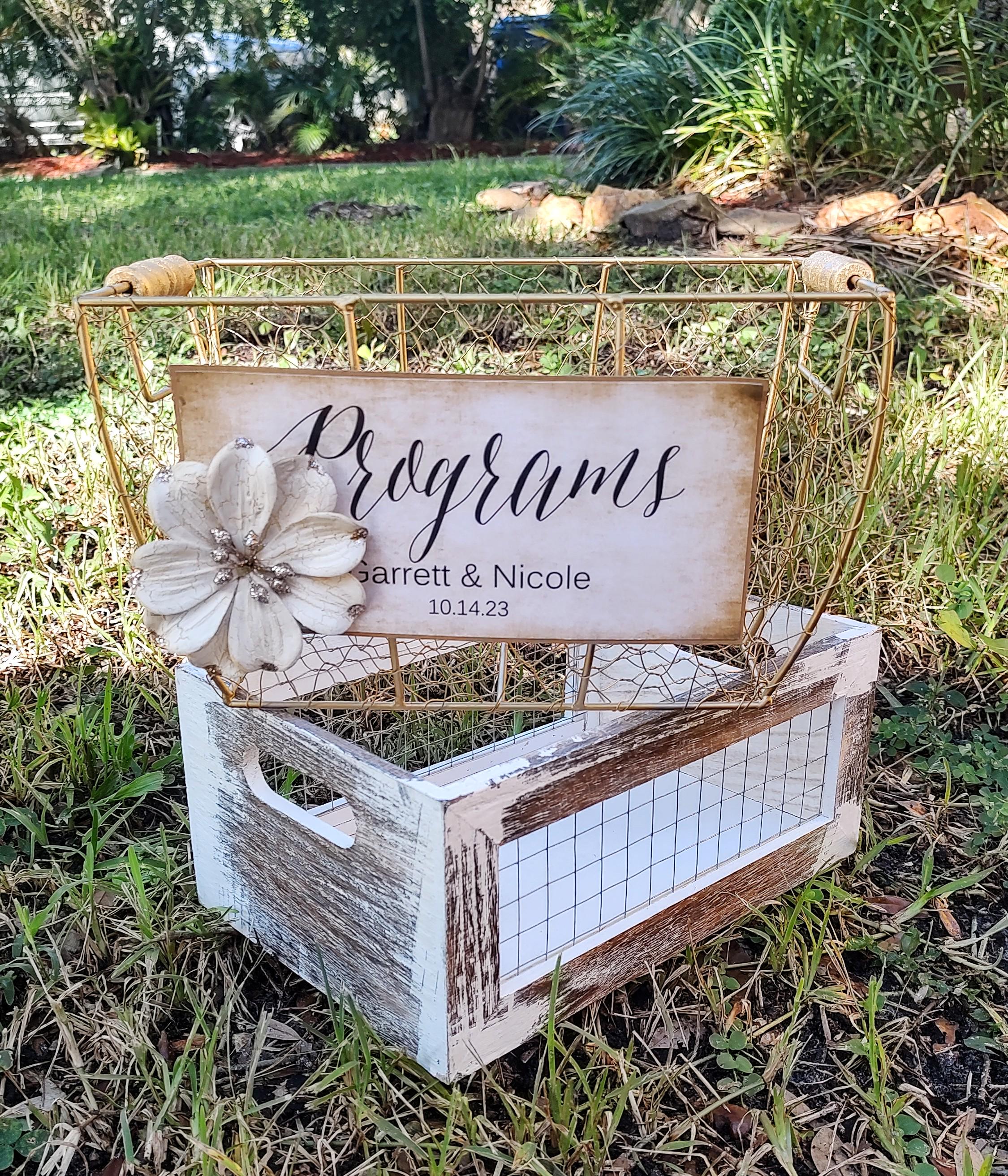 Gold Wedding Program Box Wood Wedding Program Holder Gold Wedding Box ...