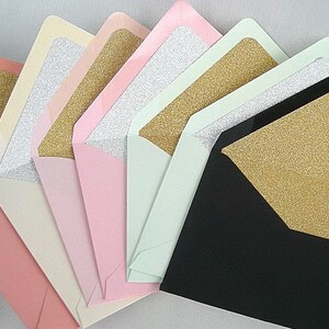 Glitter Lined Envelopes Wedding Invitation Envelopes Gold Silver ...