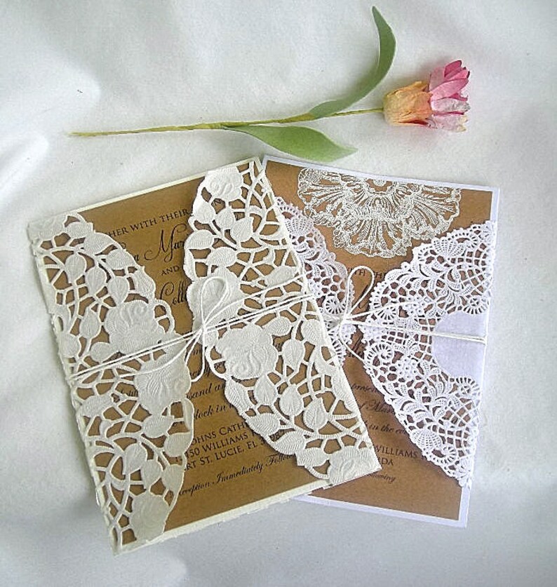 Lace Wedding Invitation Doily Lace Wedding Invitation Wrap | Etsy