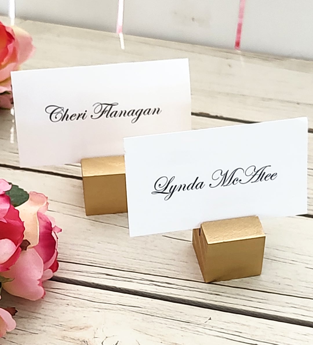 Gold Place Card Holder Gold Wood Cube Place Card Holder Wedding Rustic ...