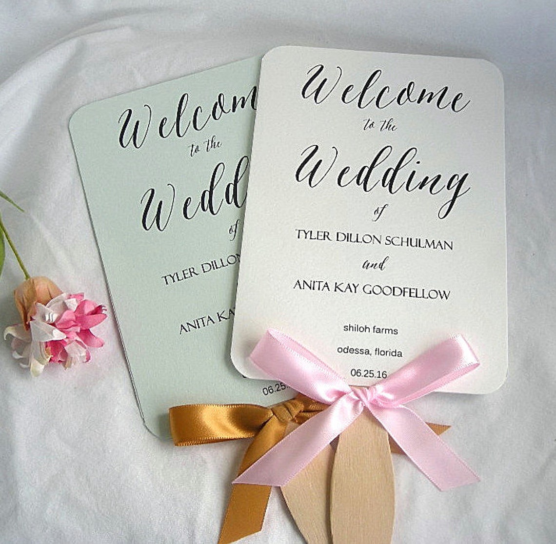 Rustic Wedding Fans Program Fan Ivory Turquoise Mint Green Programs ...