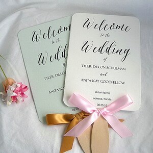 Rustic Wedding Fans Vintage Wedding Program Fans Ivory Turquoise Mint ...