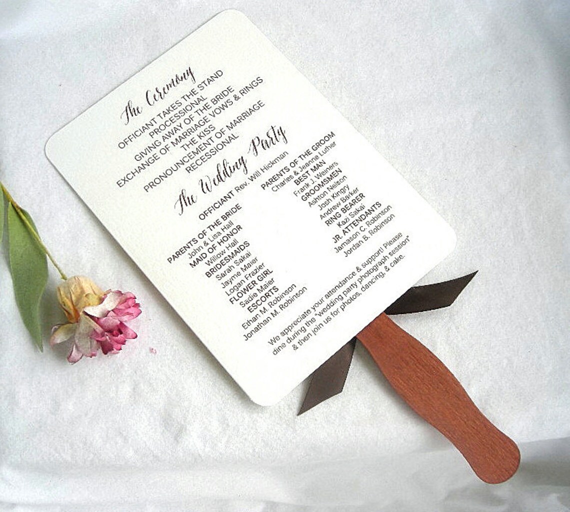 Wedding Fans Programs Personalized Paddle Fan Celebration Any - Etsy