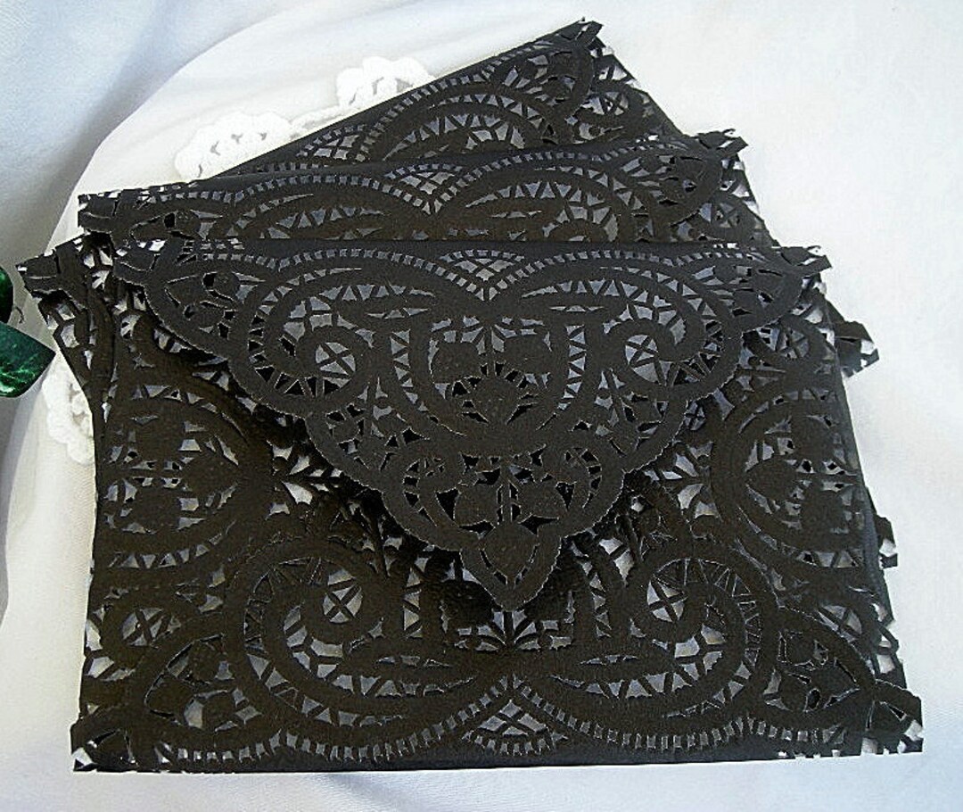 Doily Lace Envelope Wedding Lingerie Shower Invitation Envelope Black ...