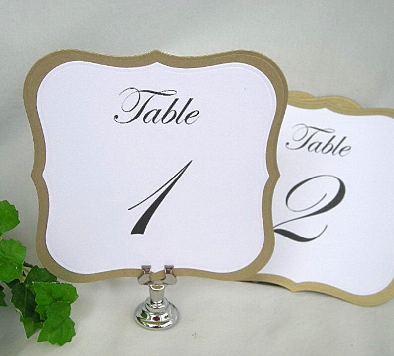 Table Number Cards Gold Metallic and White Linen Wedding - Etsy