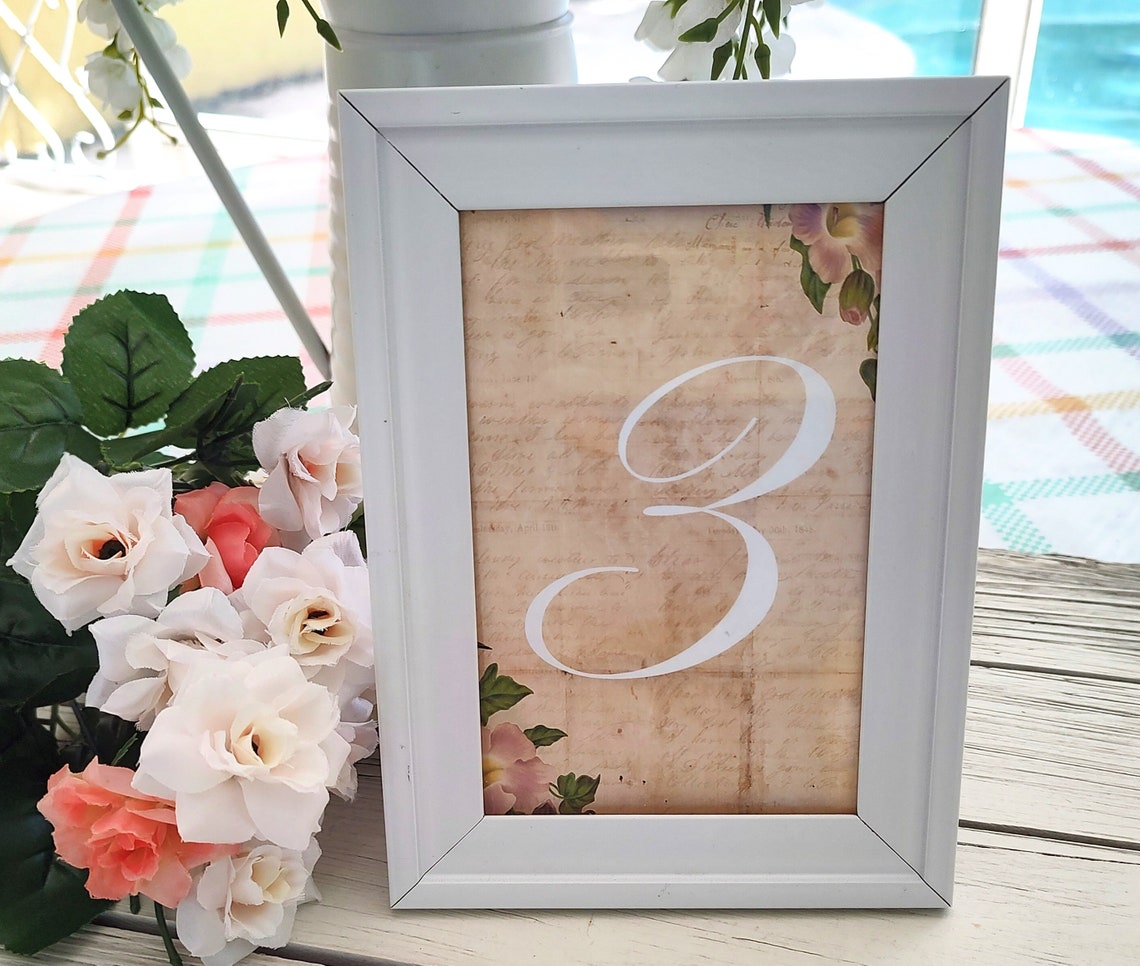 Table Number Cards Wedding Table Cards Frames White Picture Frames ...