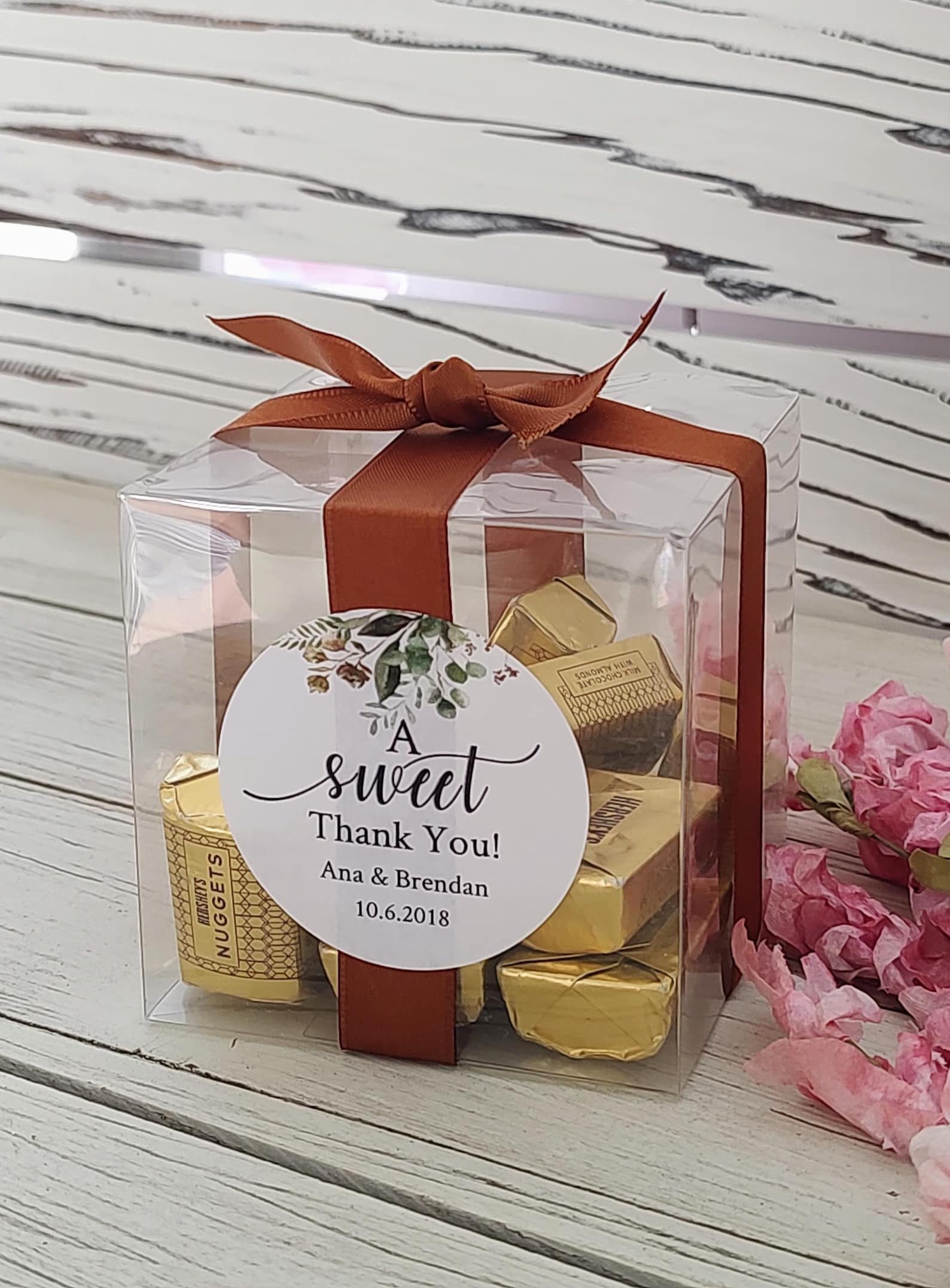 Personalized Favor Box W Custom Tags Labels Wedding Favor Box Clear ...