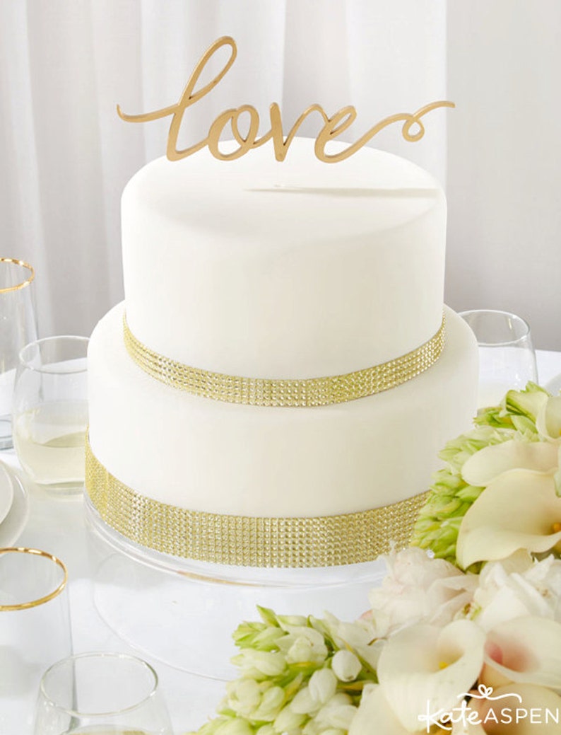Love Cake Topper Wedding Cake Topper Gold Love Cake Topper | Etsy