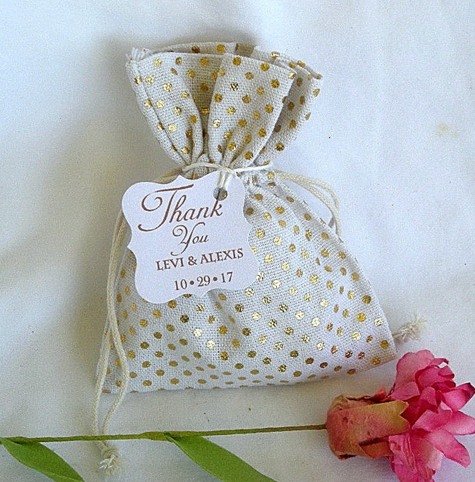 Custom Favor Bag Personalized Wedding Favors Bags Gold Dot - Etsy