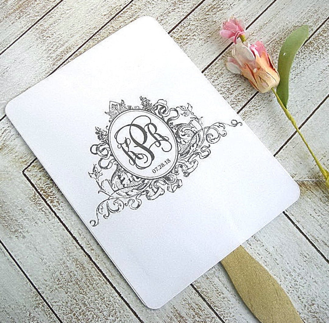 Monogram Wedding Fans Rustic Wedding Fans Greenery Leaves Rustic ...