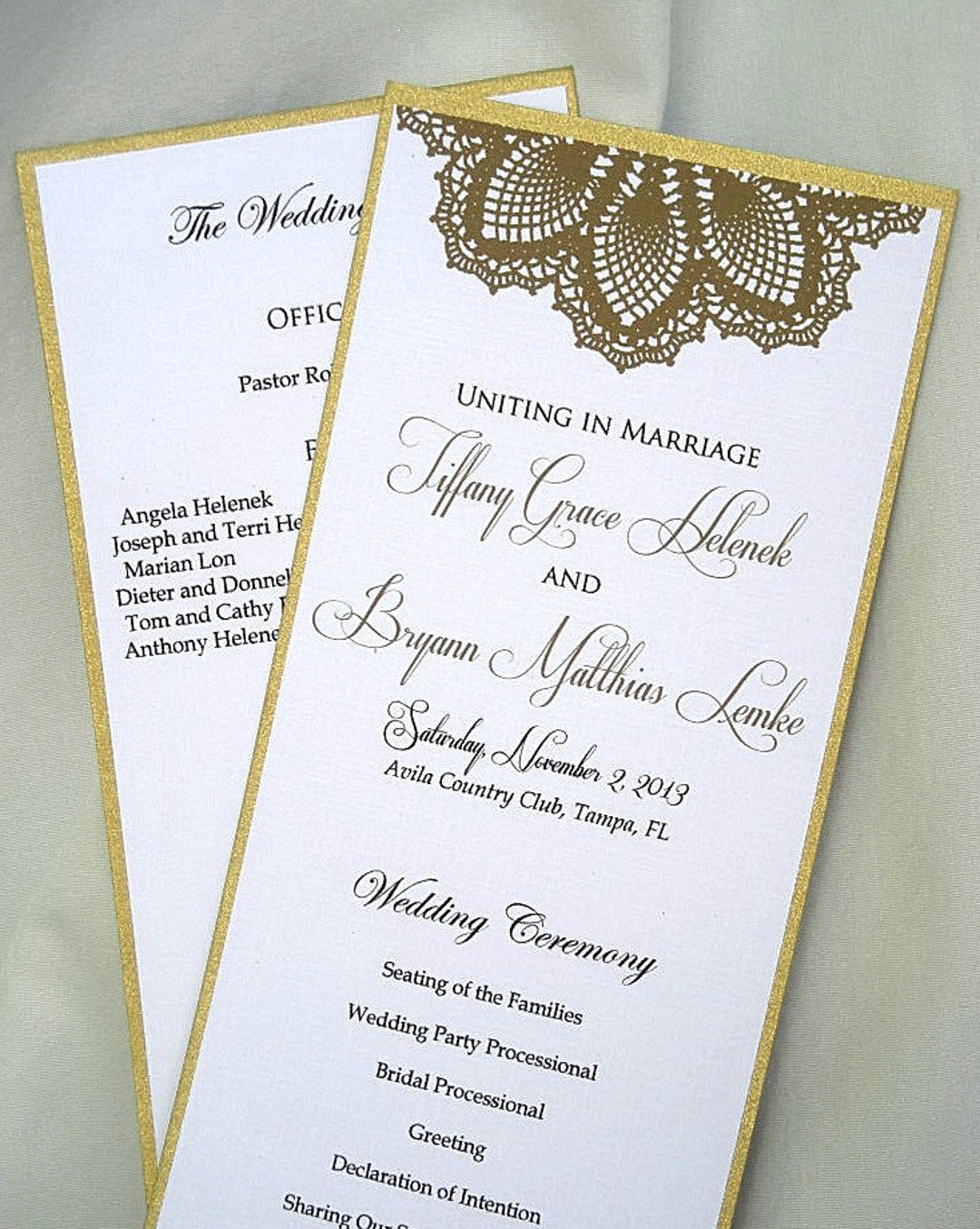 Printed Wedding Program Wedding Ceremony Programs Wedding Party ...