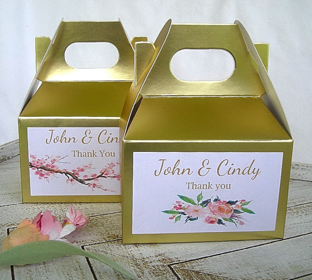 Wedding Favor Boxes Gable Box Custom Favors Gold Silver White Aqua ...
