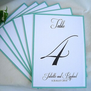 Turquoise Table Number Cards Wedding White Table Number Cards Reception ...
