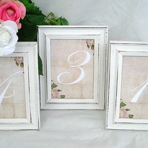 Table Number Frame Wedding Table Card Frames Whitewash Wood | Etsy