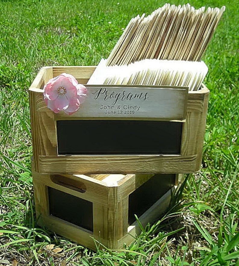 Gold Wedding Program Box Wood Wedding Program Holder Gold Wedding Box ...