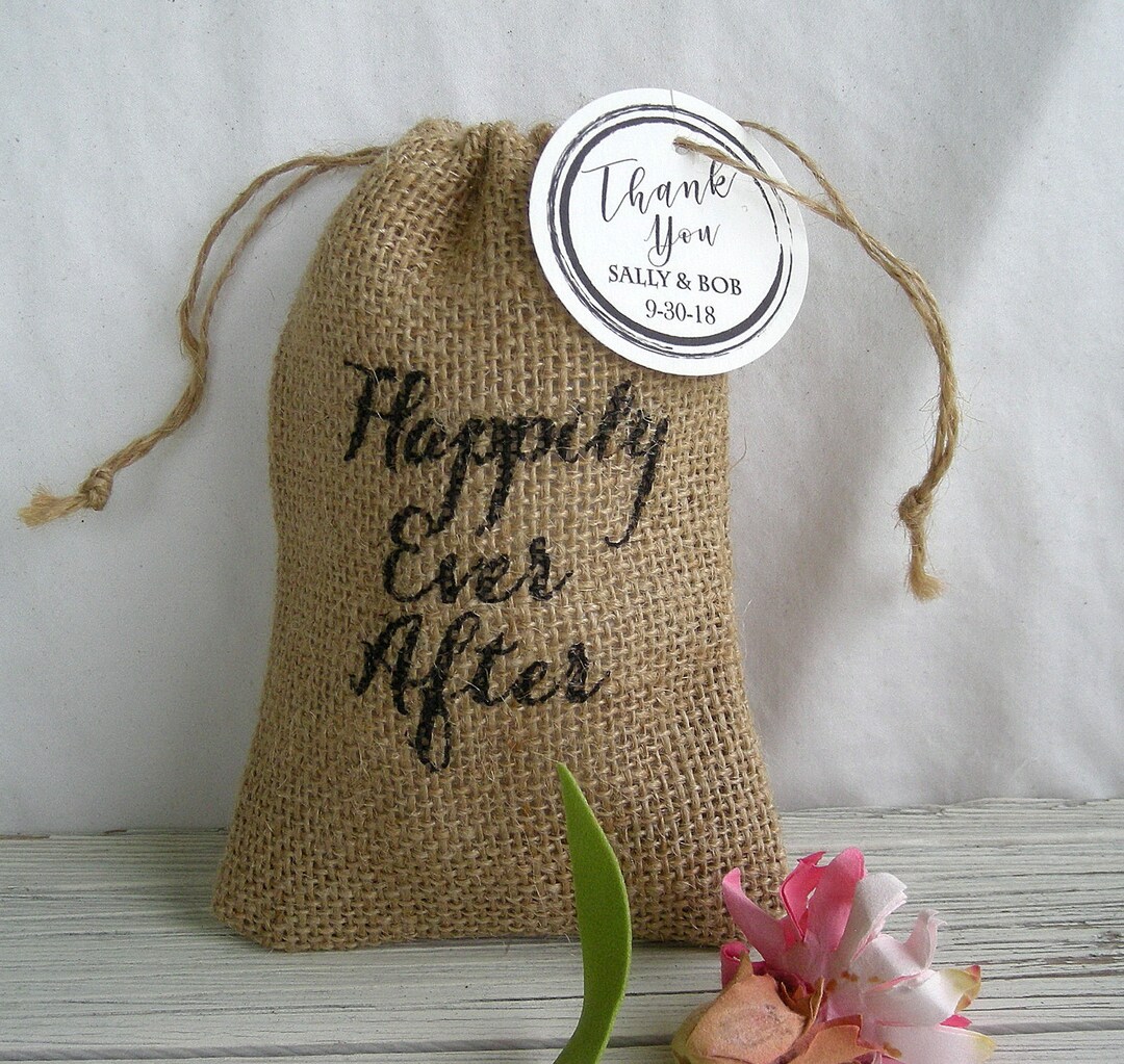 Rustic Favor Bags Burlap Favor Bags Happily Ever After Personalized ...