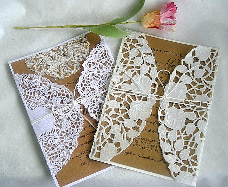 Lace Wedding Invitation Doily Lace Wedding Invitation Wrap | Etsy