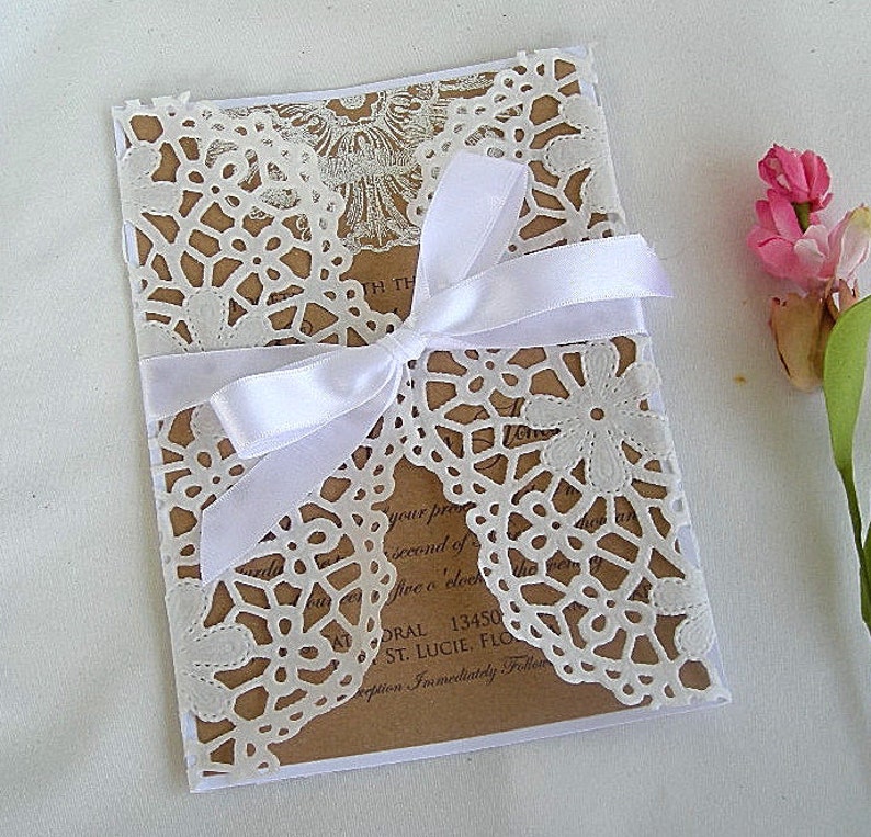 Lace Wedding Invitation Doily Lace Wedding Invitation Wrap | Etsy