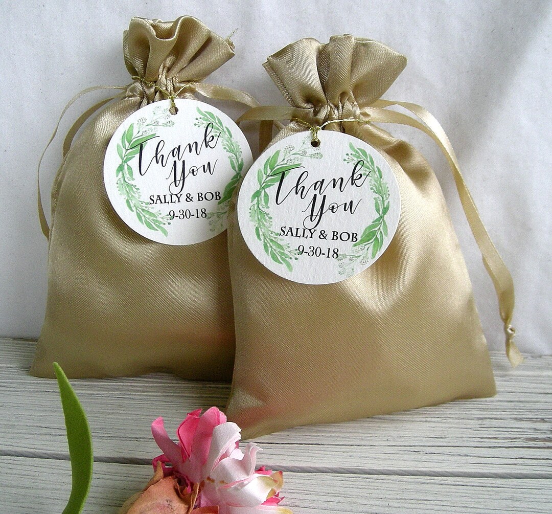 Personalized Favor Bags Gold Wedding Favor Bags Custom Favor Bags Satin ...