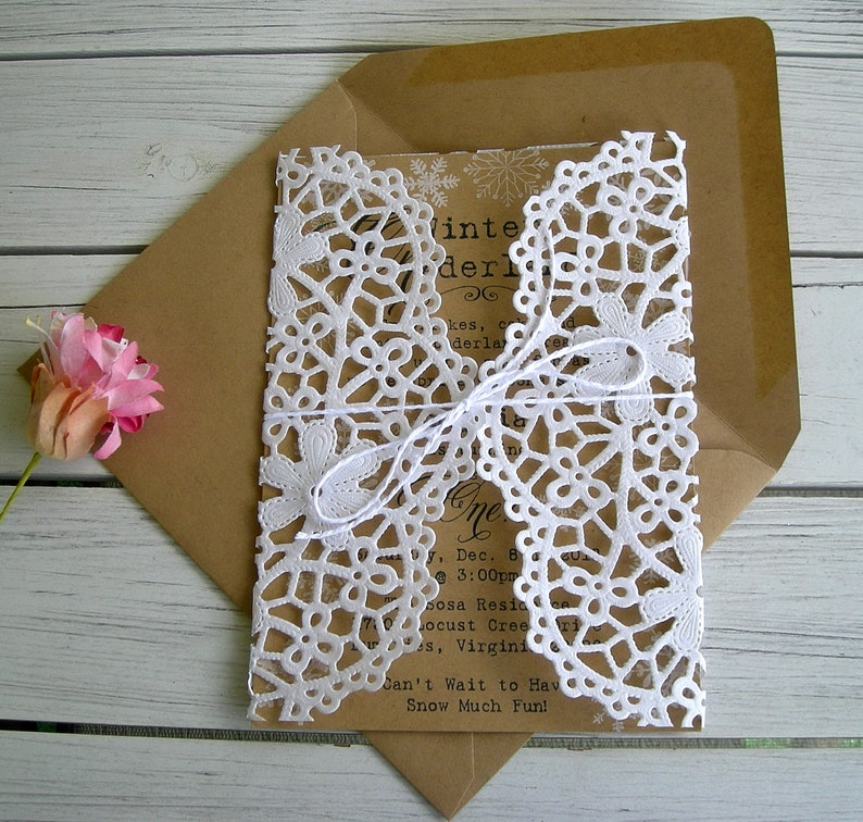 Lace Wedding Invitation Doily Lace Wedding Invitation Wrap | Etsy