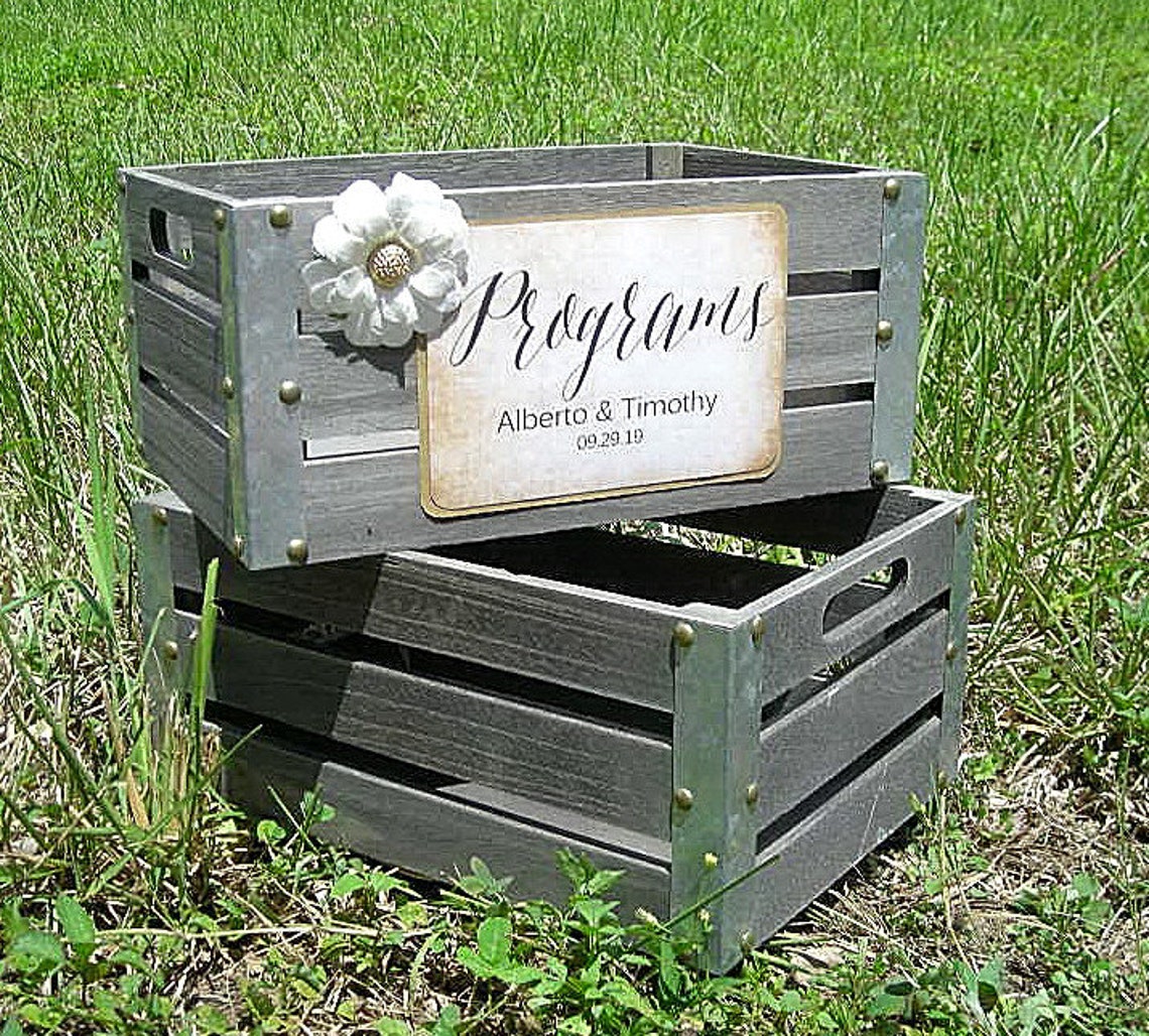 Rustic Wedding Box Custom Personalized Program Fan Holder | Etsy